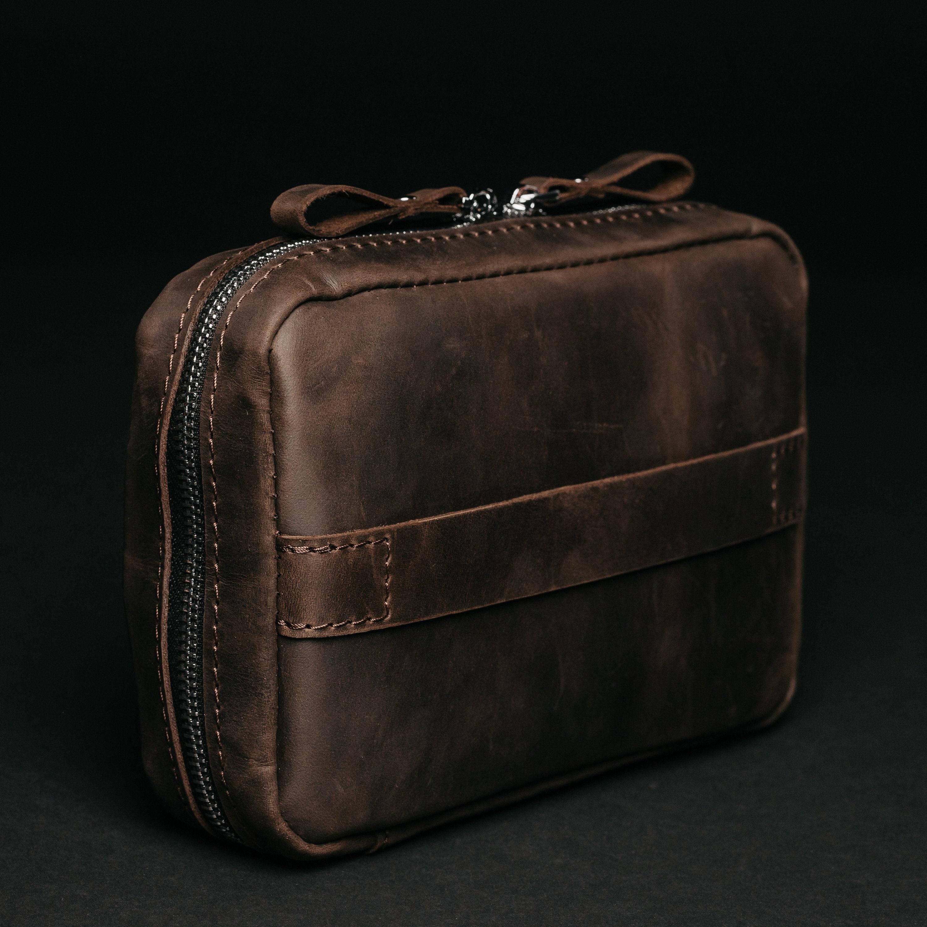 Genuine Leather Electronic Accessories Case, Tech Organizer, Cable ...