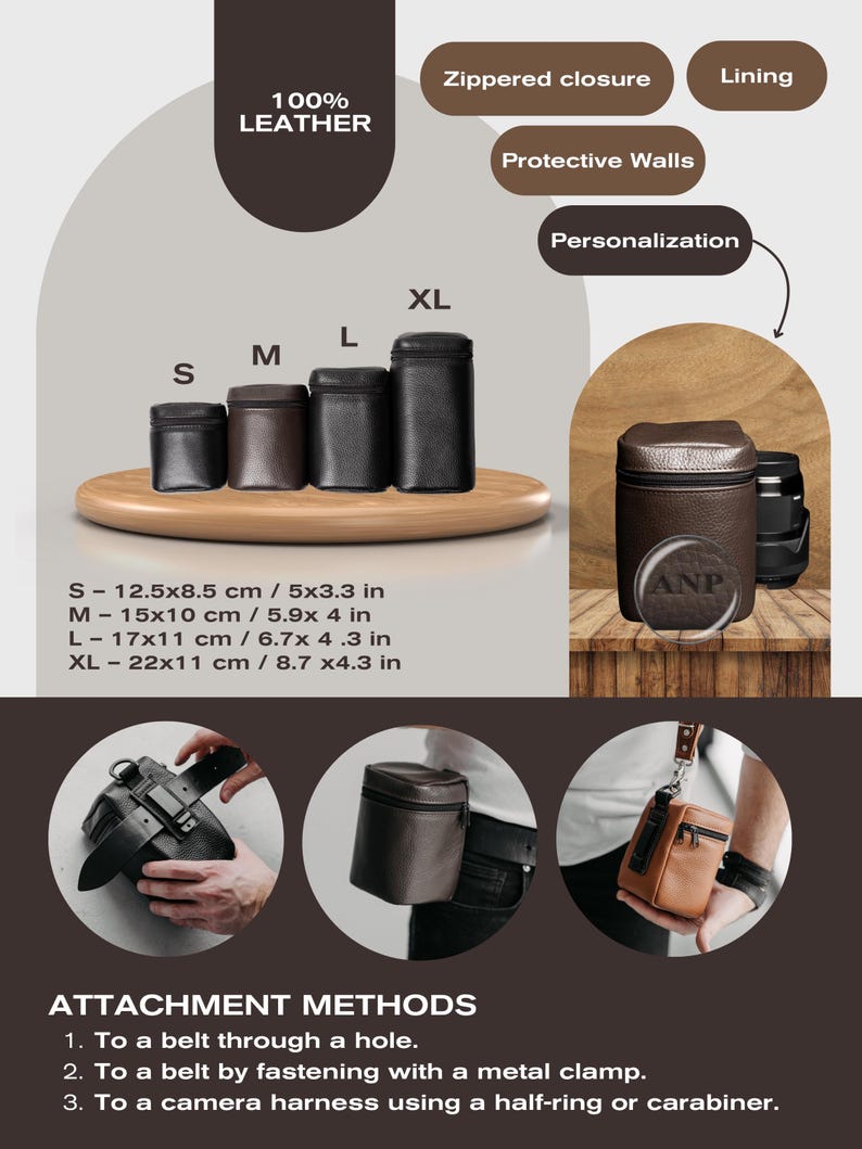 Customizable Camera Lens Case, Leather Lens Pouch, Gift for Him, Gift ...