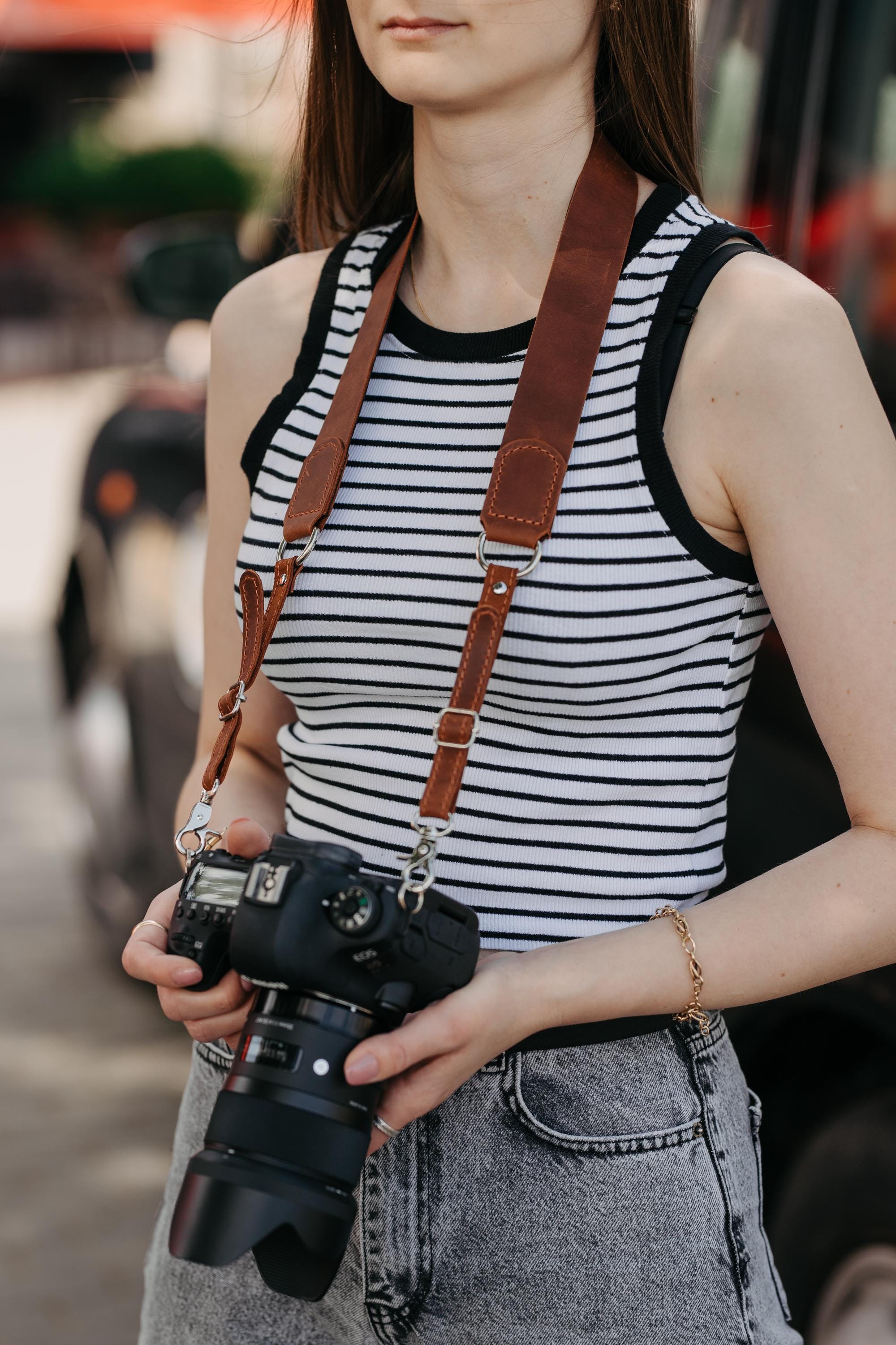 Custom Adjustable Camera Neck Strap, Leather Camera Strap, Travel Gift ...