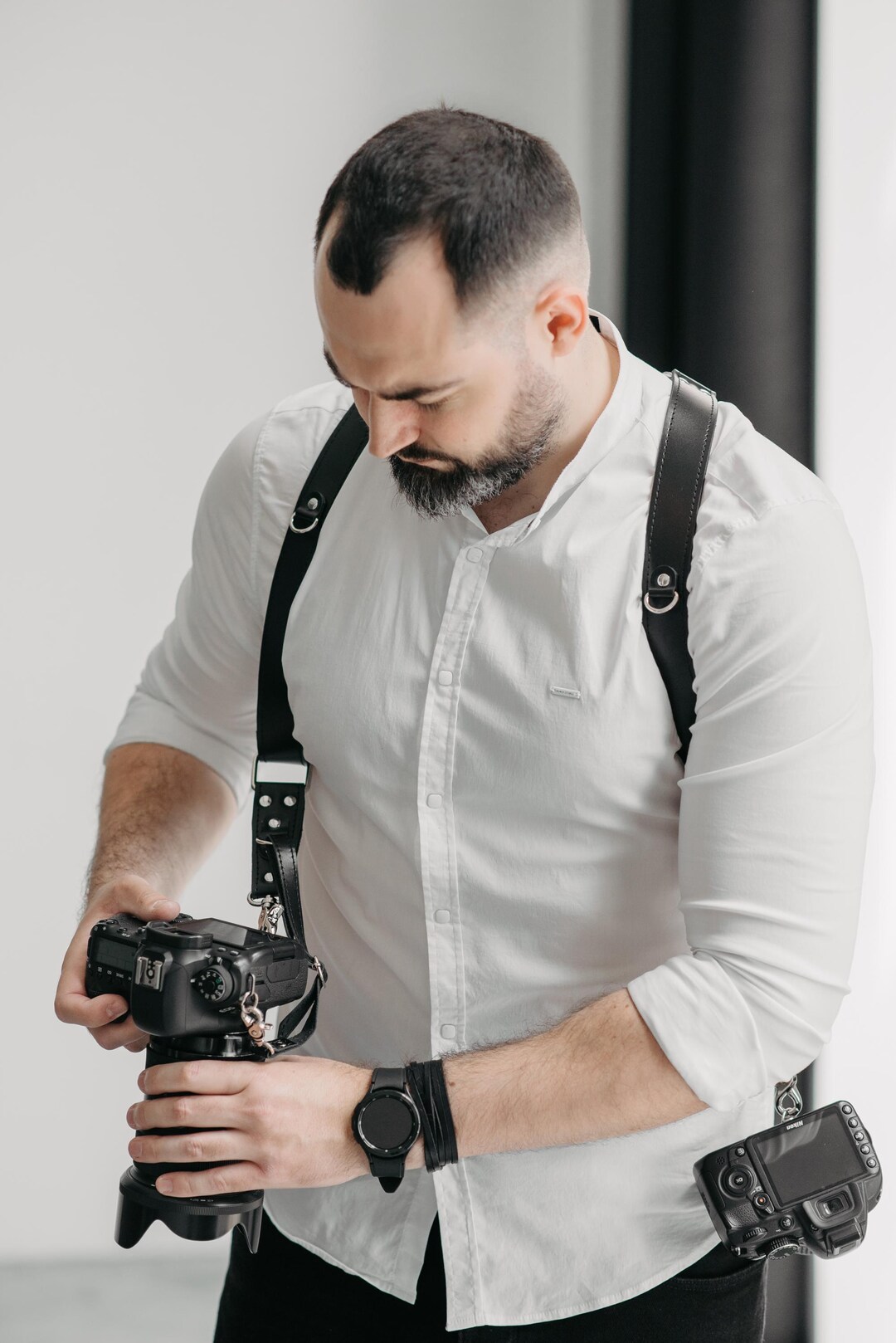 Dual Shoulder Camera Strap, Dual Leather Camera Strap, Adjustable ...