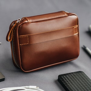 Cable Organizer, Custom Cord Organizer, Travel Charger Storage, Leather ...