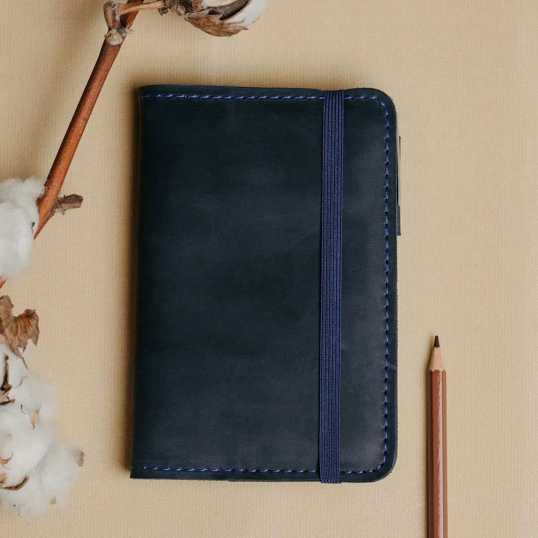 Personalized A6 Leather Notebook Cover With Pockets, Custom Refillable ...