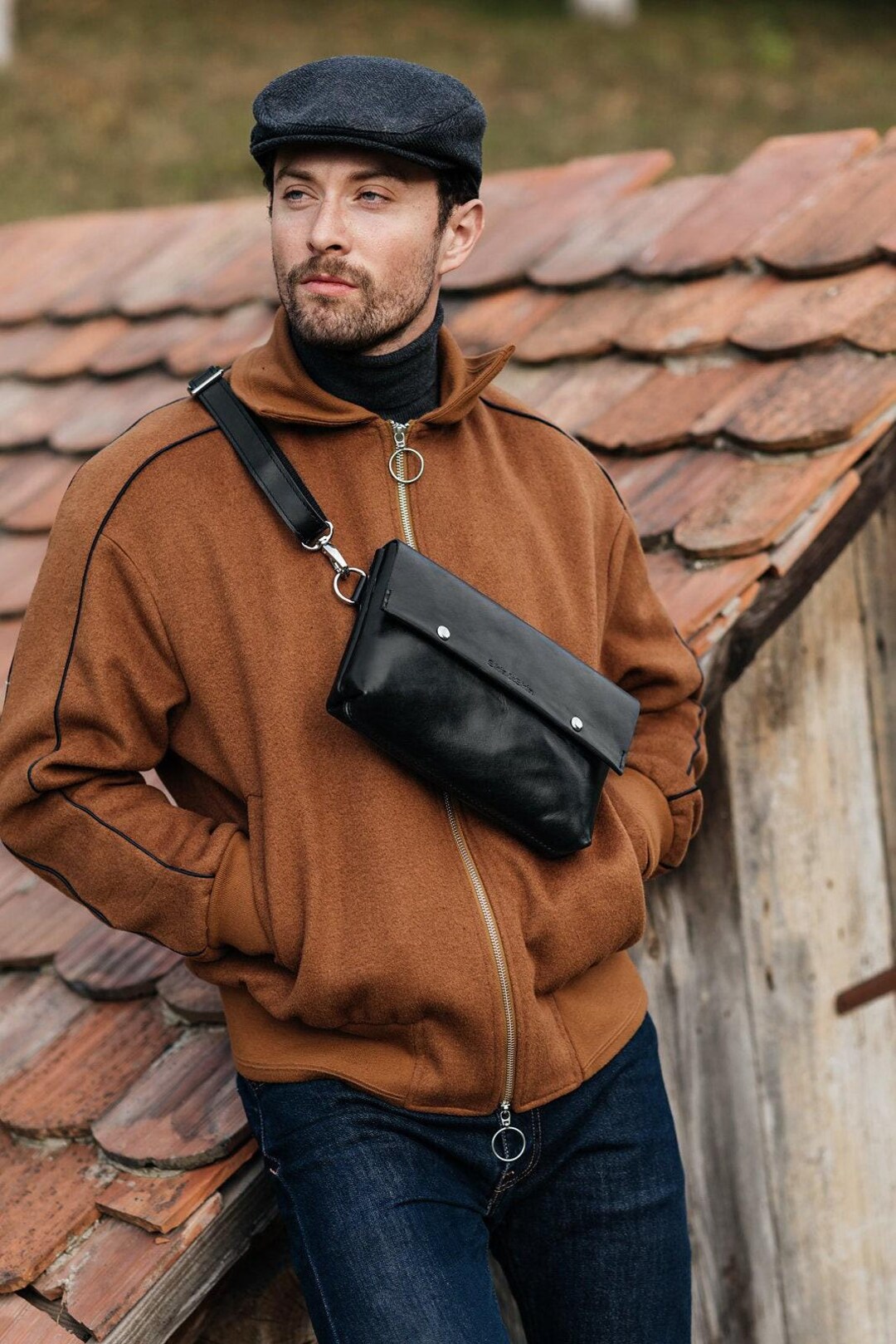 Black Fanny Pack, Crossbody Biker Bag, Cell Phone Purse, Envelope ...