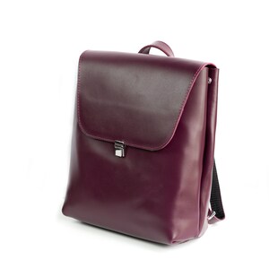 Burgundy Leather Laptop Backpack, City Backpack for Woman, Stylish Work ...