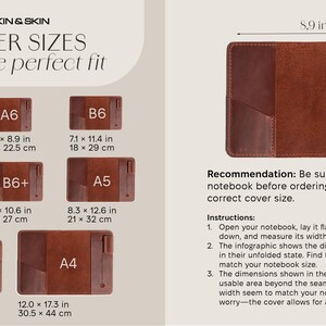 Leather Notebook Cover A4 A5 A6 B5 B6, Personalized Journal Cover ...