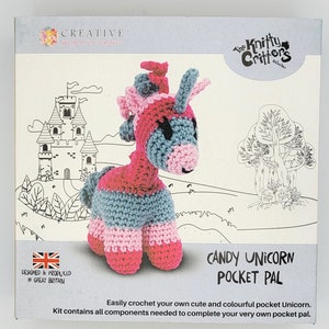 Candy Unicorn Pocket Pal - DIY Crochet Kit - the Knitty Critters ...