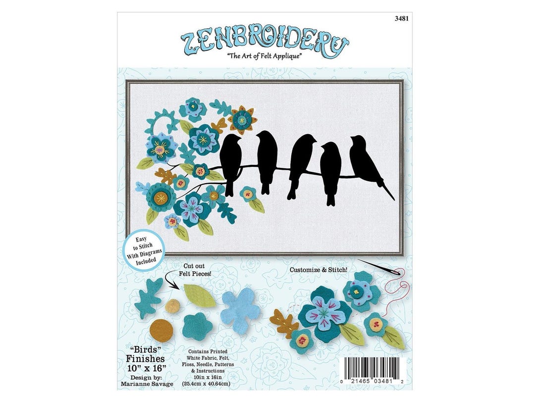 Felt Collage Applique Kit 10"x16" - Bird Silhouette - Zenbroidery - Etsy