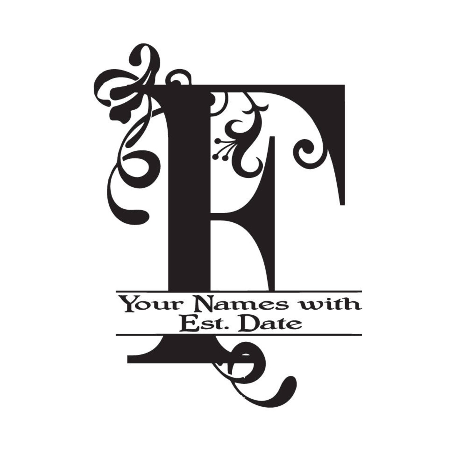 Large Vinyl Monogram Letter F Decal Split Letter Monogram - Etsy