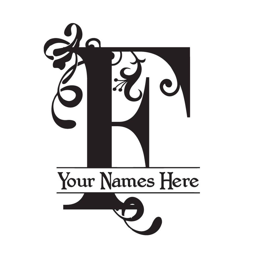 Large Vinyl Monogram Letter F Decal Split Letter Monogram | Etsy