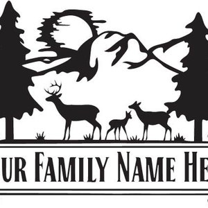 Large Vinyl Monogram Deer Family Scene Split Monogram With Deer Family ...