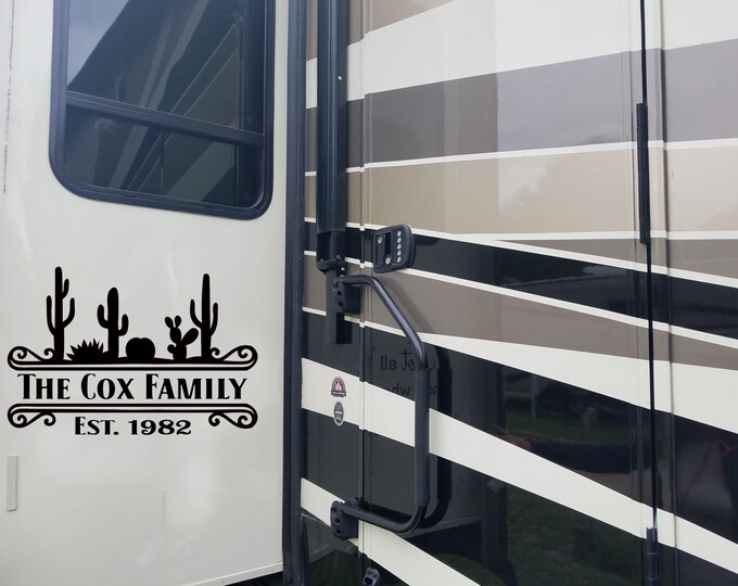 Large Split Monogram cactus Split Monogram Camper Decal RV Vinyl Decal ...