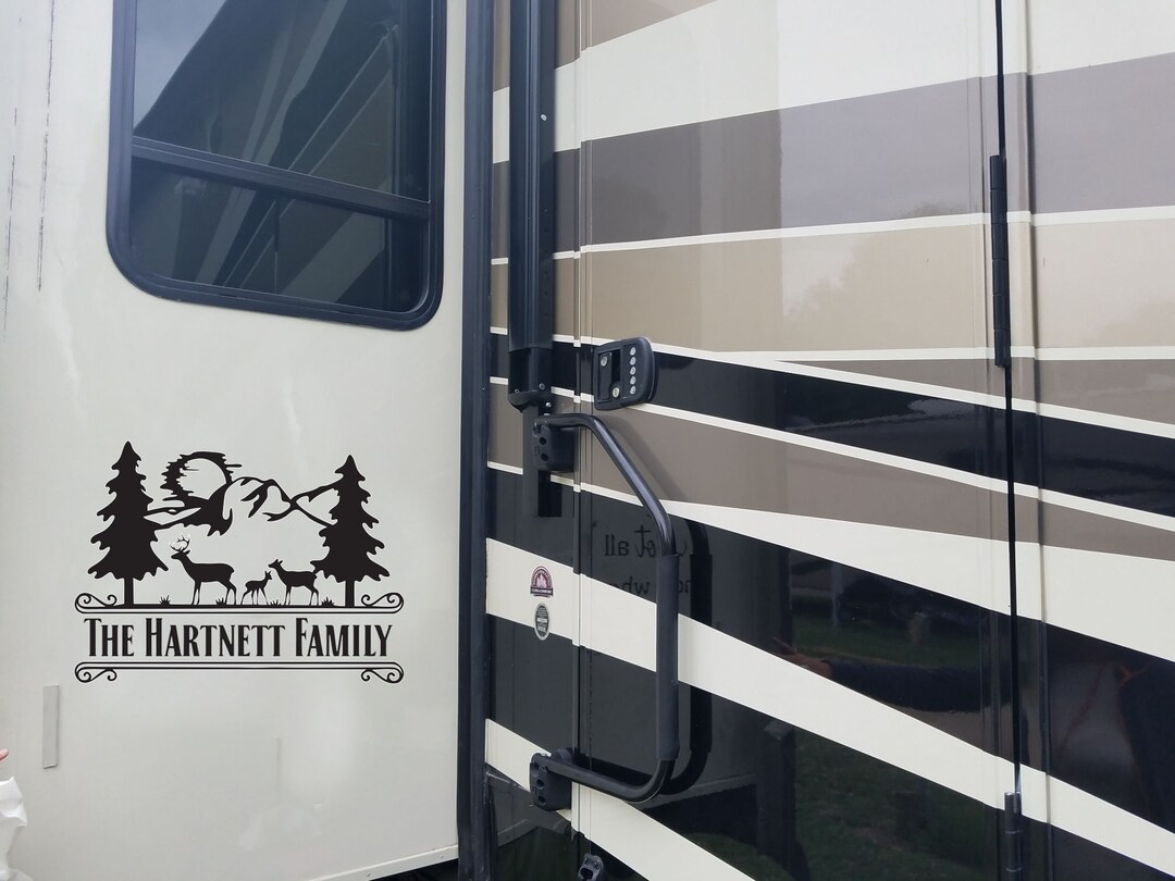 Large Vinyl Monogram Deer Family Scene Split Monogram With Deer Family ...