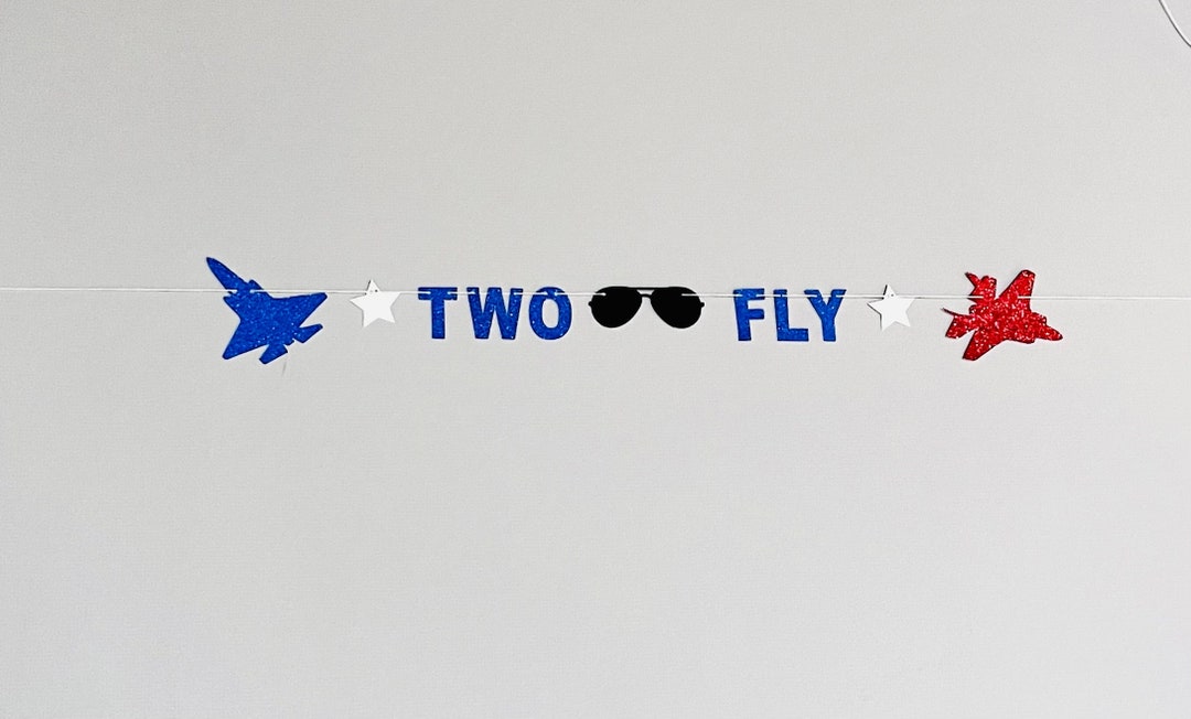 Two Fly Birthday Banner, Two Year Old Boy Birthday Party Decoration ...