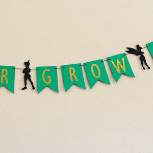 Never Grow up Banner, Peter Pan Party Garland, Neverland Party Banner ...