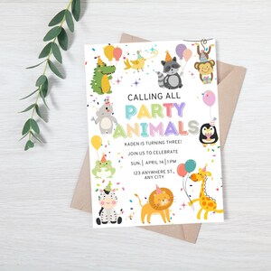 Calling All Party Animals, Party Animal Birthday Invitation, Printable ...