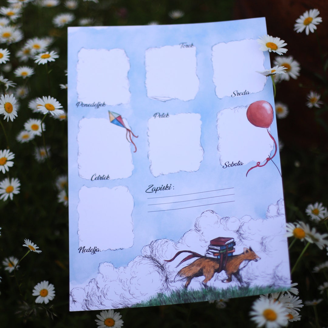 Cute Fox Planner - Weekly Schedule Template, English, Slovenian, Deutch ...