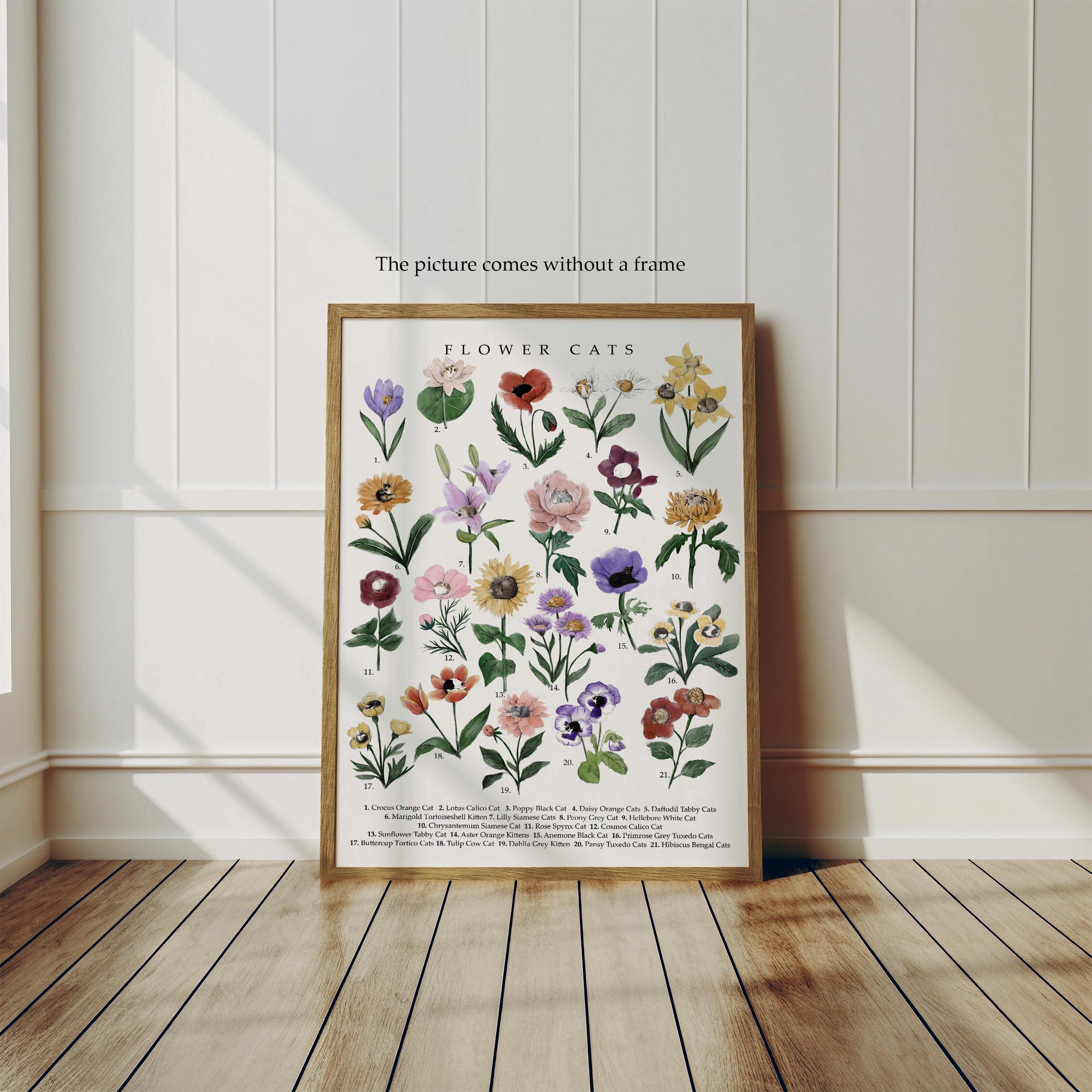 Big Flower Cat Poster - Including All of the Flower Cats, Botanical Cat ...