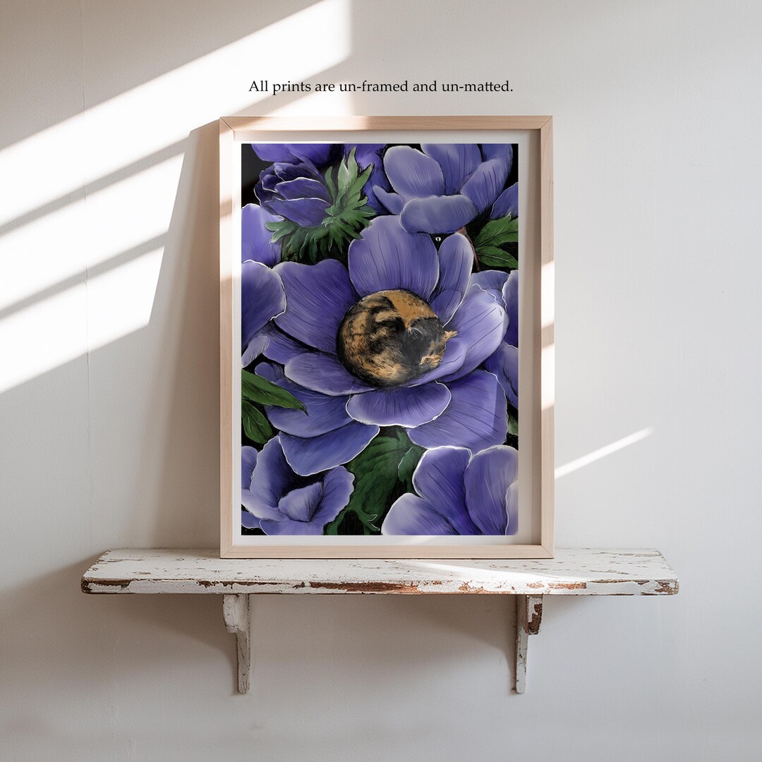 Tortie Flower Cat, Mozaik Cat, Calico Owner Gift, Anemone Flower Cat - Etsy