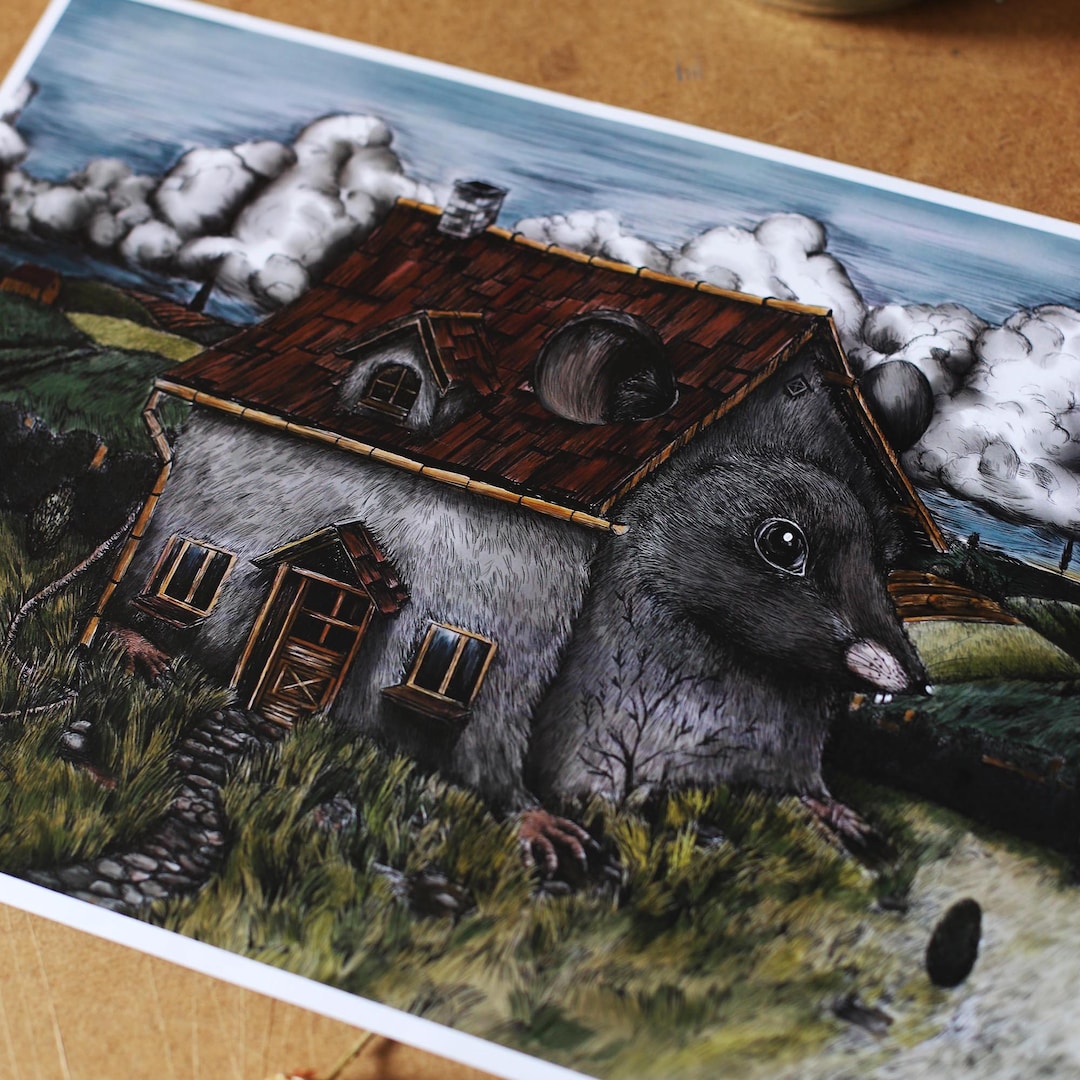 Mouse House Print | Mouse Illustration | Playful Animal Illustration ...