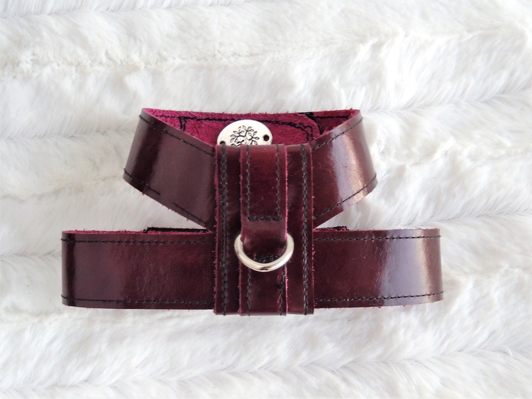 Small Dog Harness, Dark Red Leather Dog Harness, Small Pet Dog Harness ...