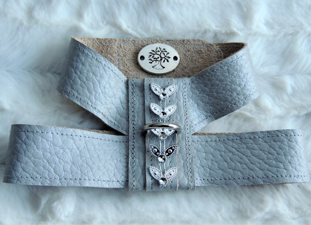 Small Dog Harness, Leather Dog Harness, Gray Dog Harness, Handmade Dog ...