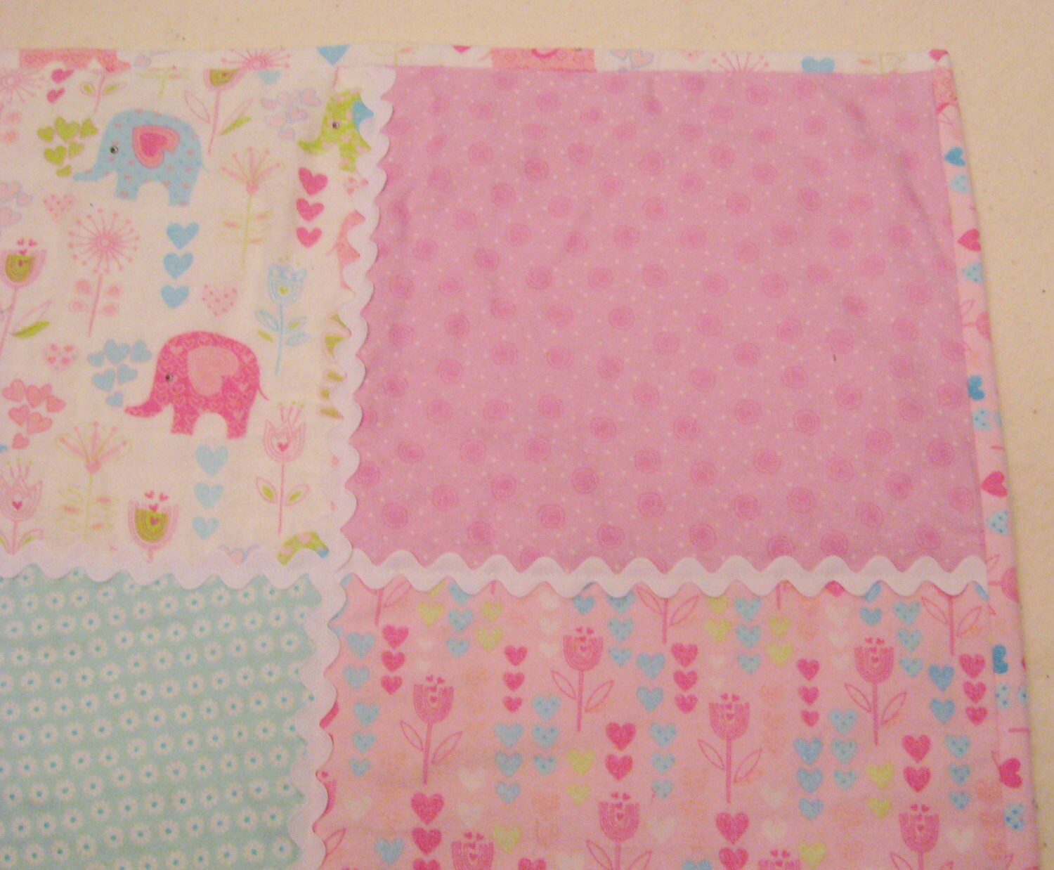 NEW HOMEMADE BABY Quilt 100% Cotton Flannel/rick Rack Detail - Etsy
