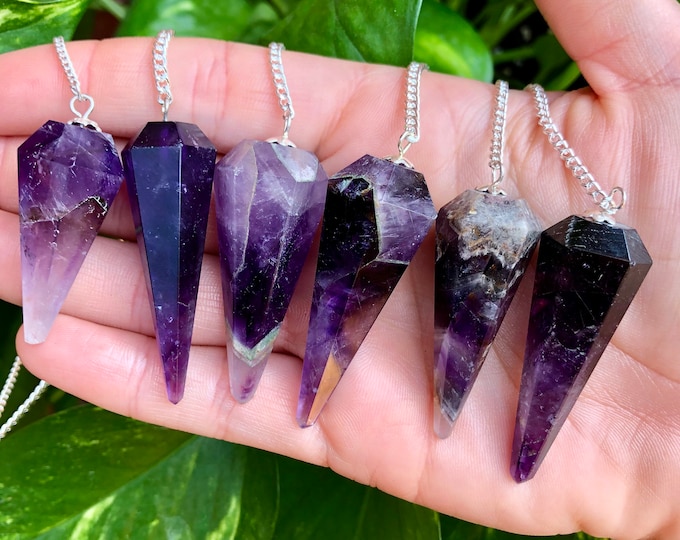 Amethyst Pendulum Polished Amethyst Crystal Pendulum Crystal Pendulum ...