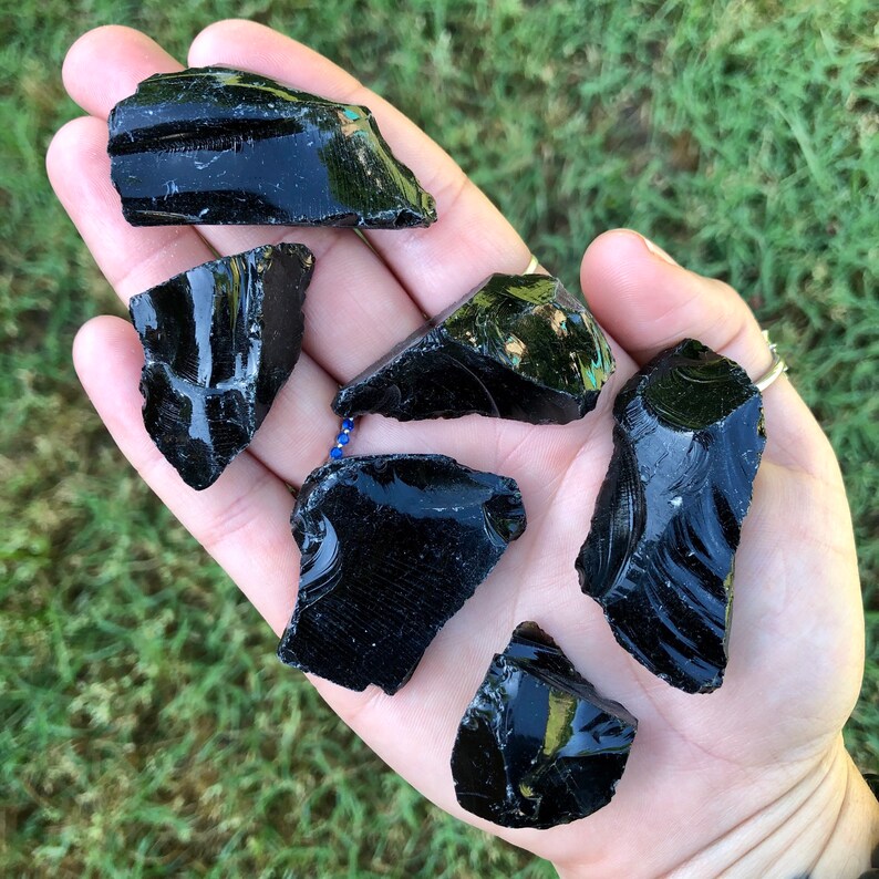 Rough Black Obsidian Raw Black Obsidian Stone Obsidian | Etsy
