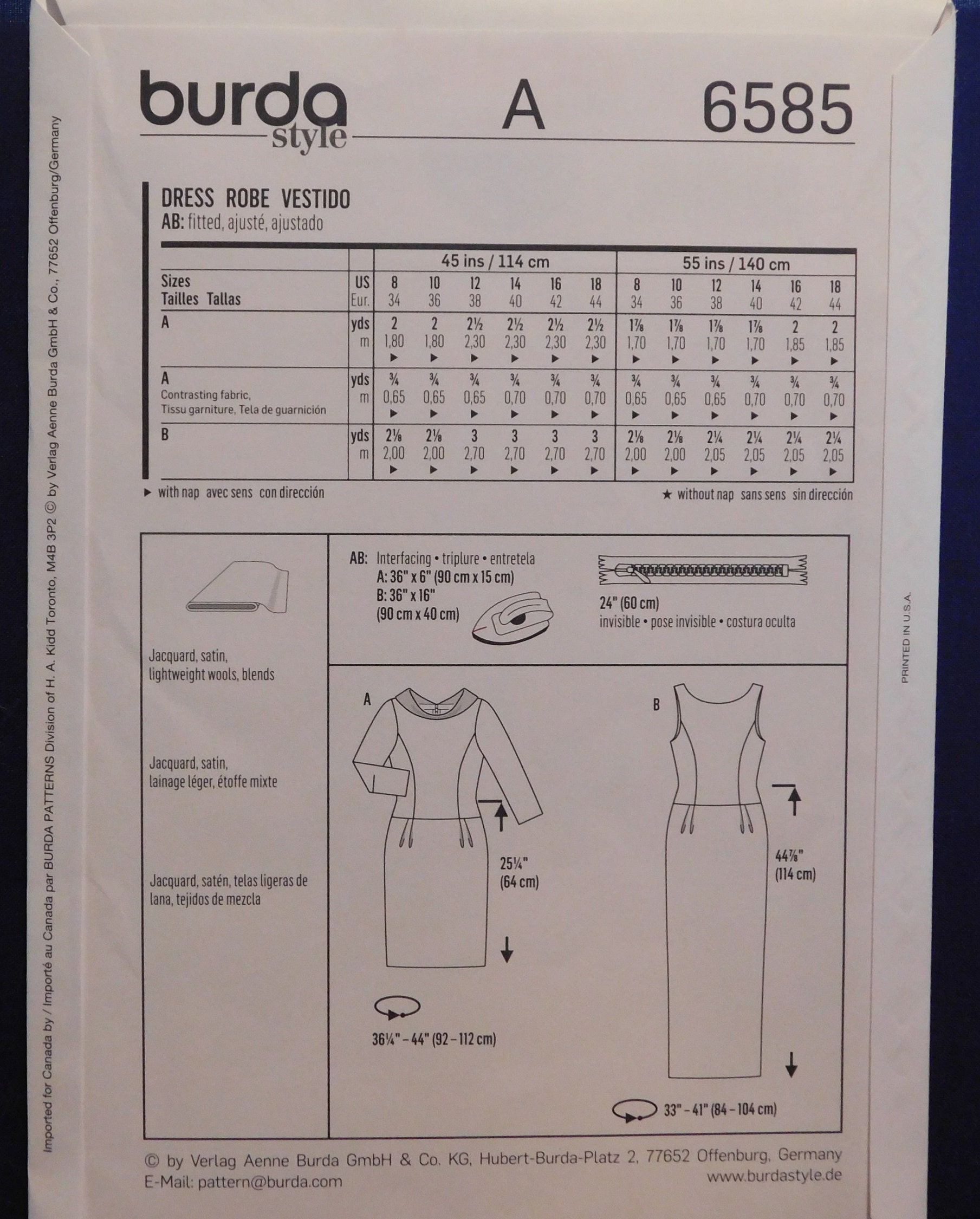 Burda Pattern 6585 Dress 8-18 | Etsy