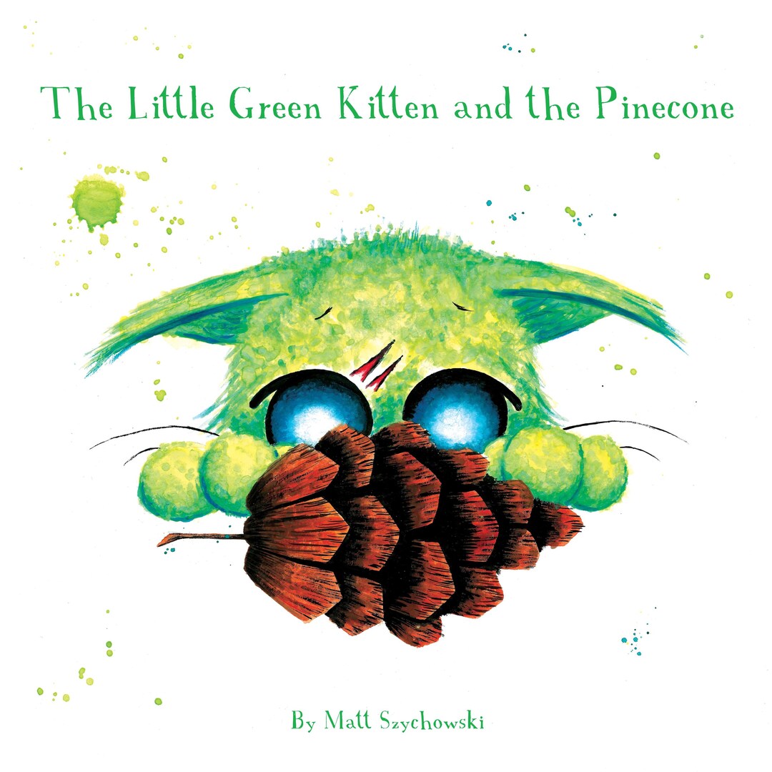 The Little Green Kitten and the Pinecone | Children's Book - Etsy