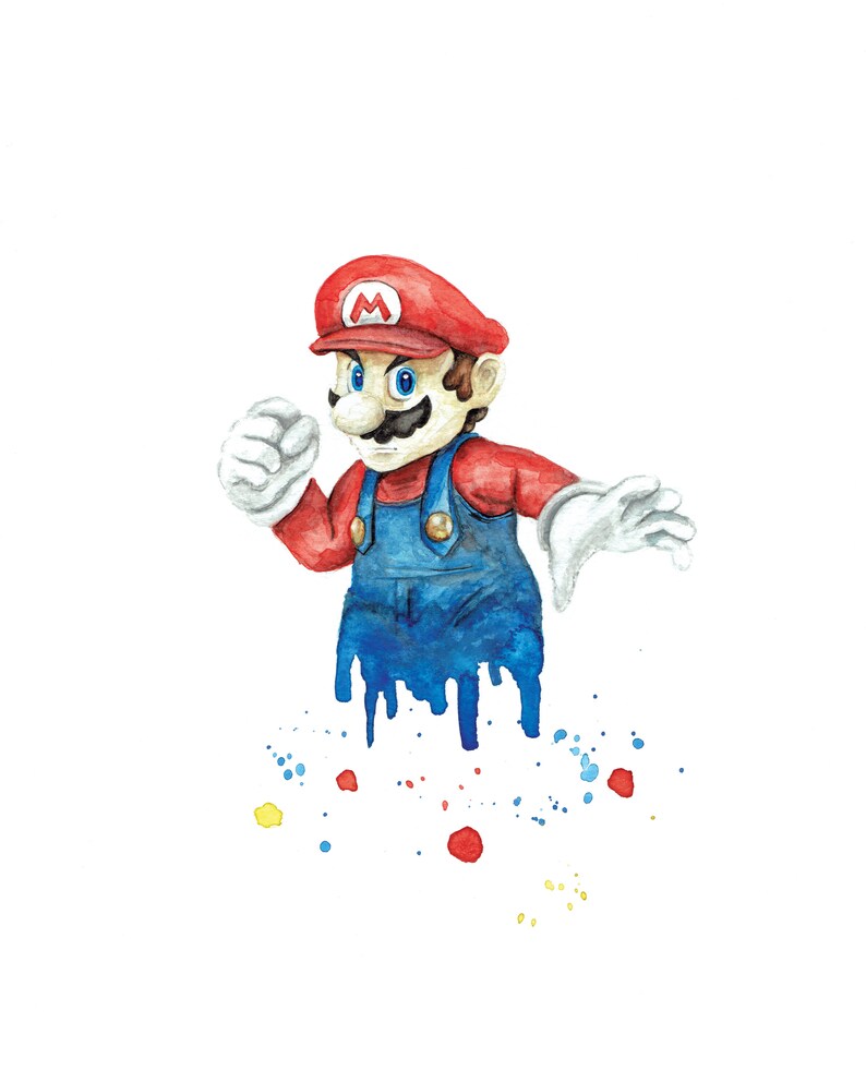 Super Mario Watercolor Art Print- 8x10 | Nintendo, Super Smash Bros ...