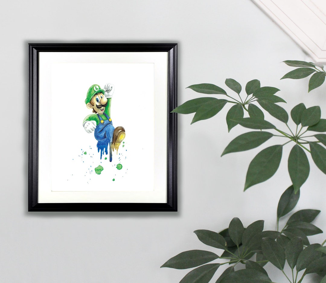 Luigi Watercolor Art Print- 8x10 | Super Smash Bros, Super Mario Bros ...