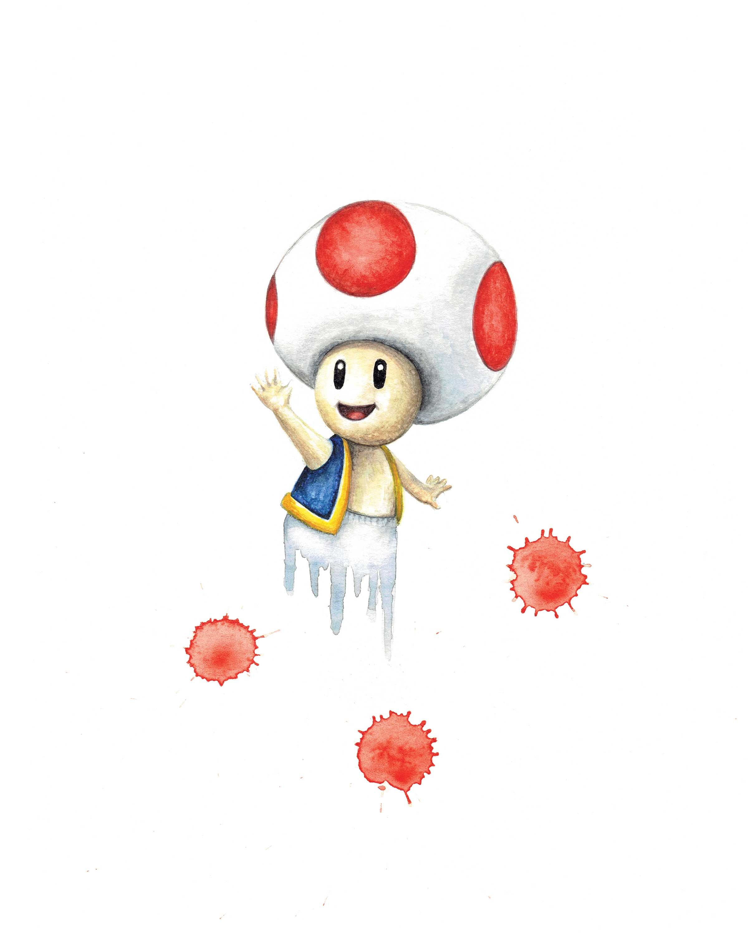 Toad Watercolor Art Print 8x10 Super Mario Nintendo - Etsy UK