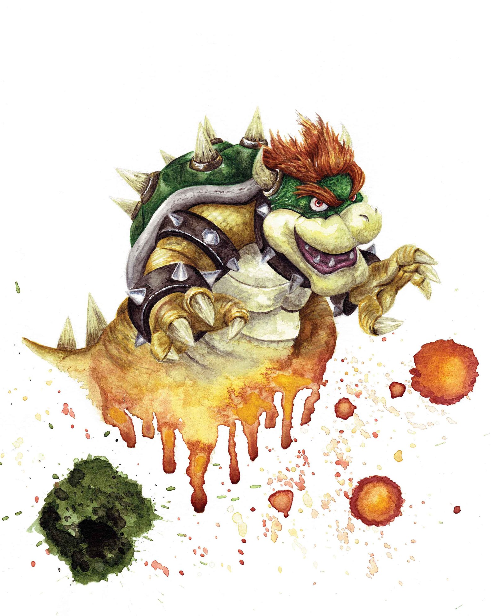 Bowser Watercolor Art Print- 8x10 | Super Mario, Nintendo, Painting - Etsy