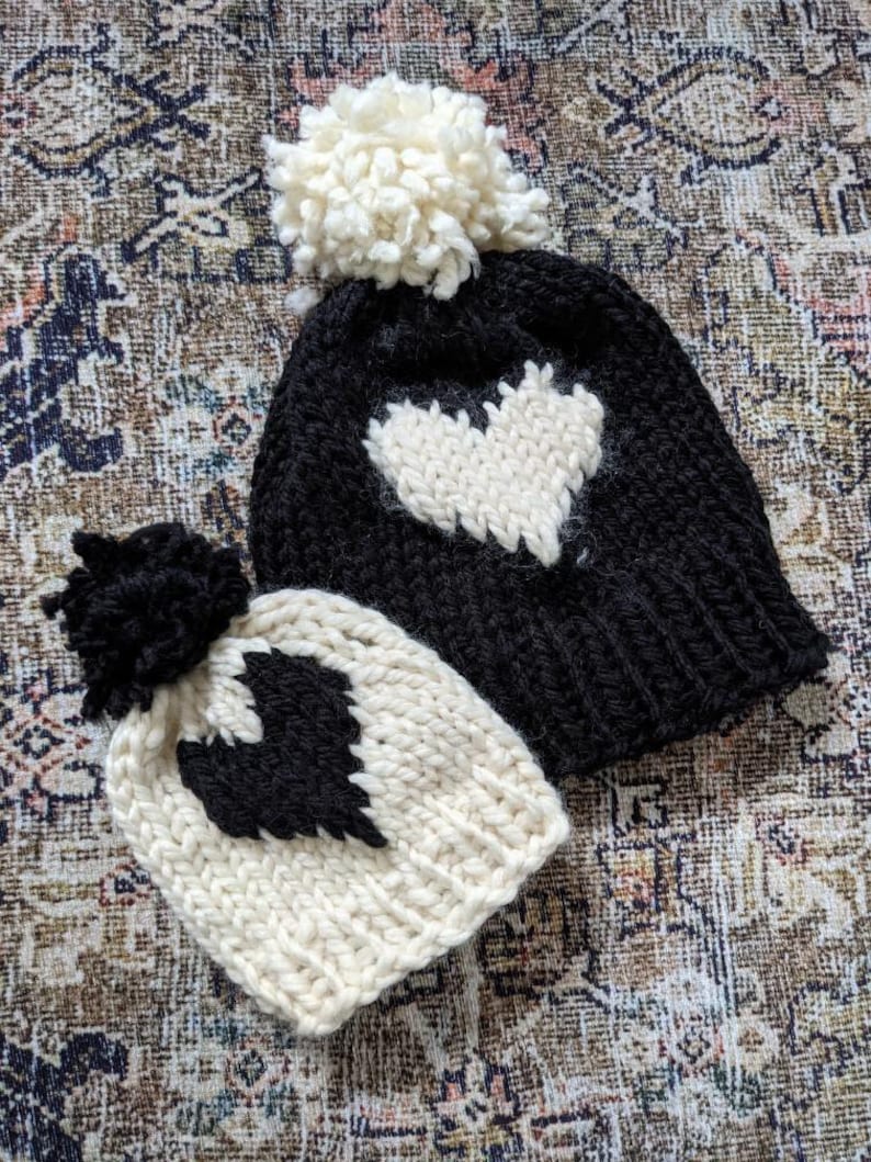 Knitting Pattern, Heart Beanie Pattern, Knit Hat Pattern, Knit Pattern ...