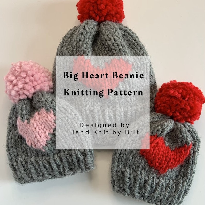 Knitting Pattern, Heart Beanie Pattern, Knit Hat Pattern, Knit Pattern ...