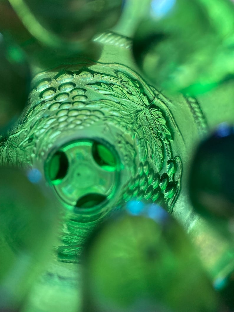 Rare Terry Crider Green Carnival Glass Grape and Cable Hatpin Holder ...