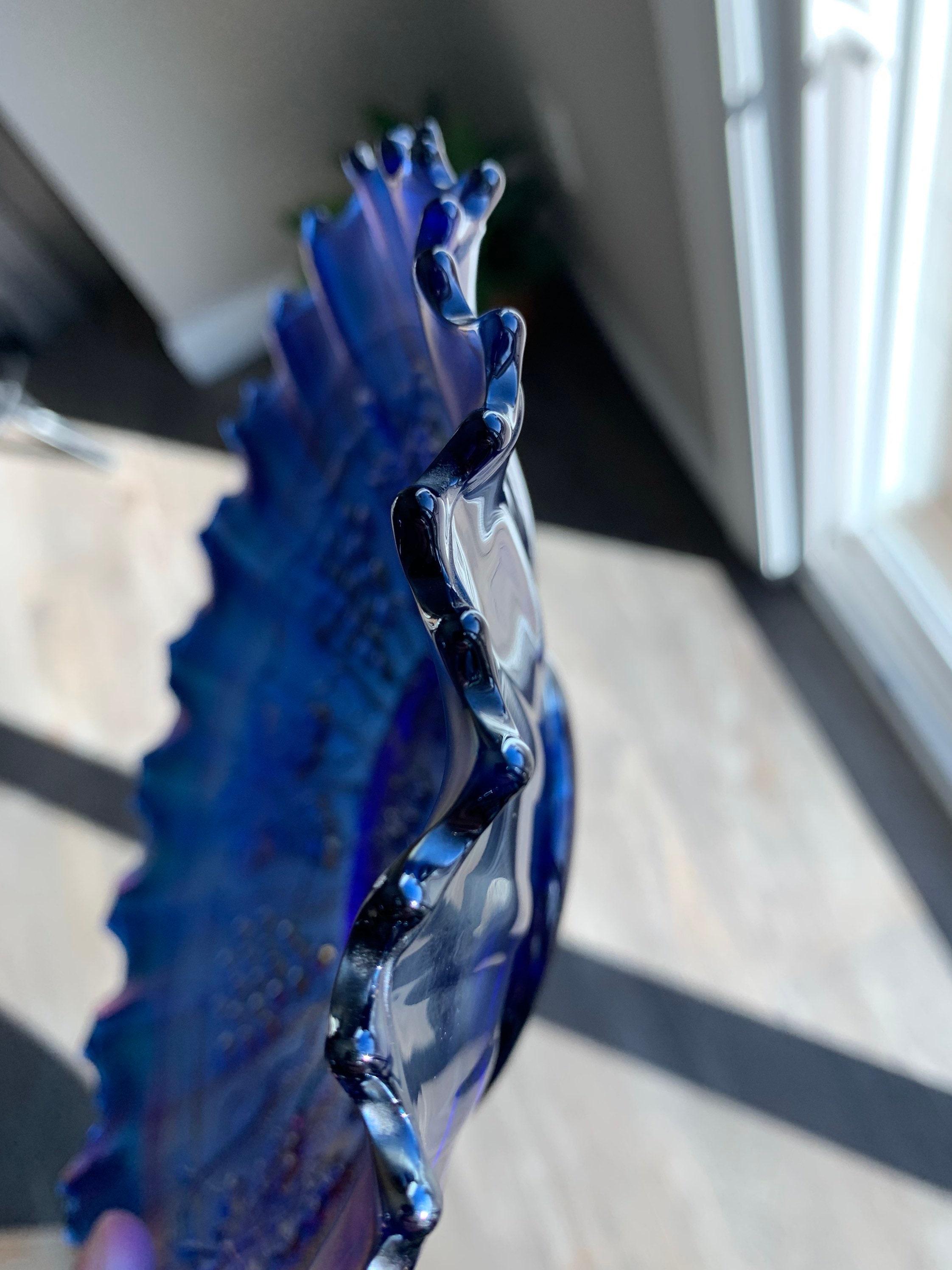 Antique Northwood Grape and Cable Variant Stippled Blue Pie Crust Edge ...