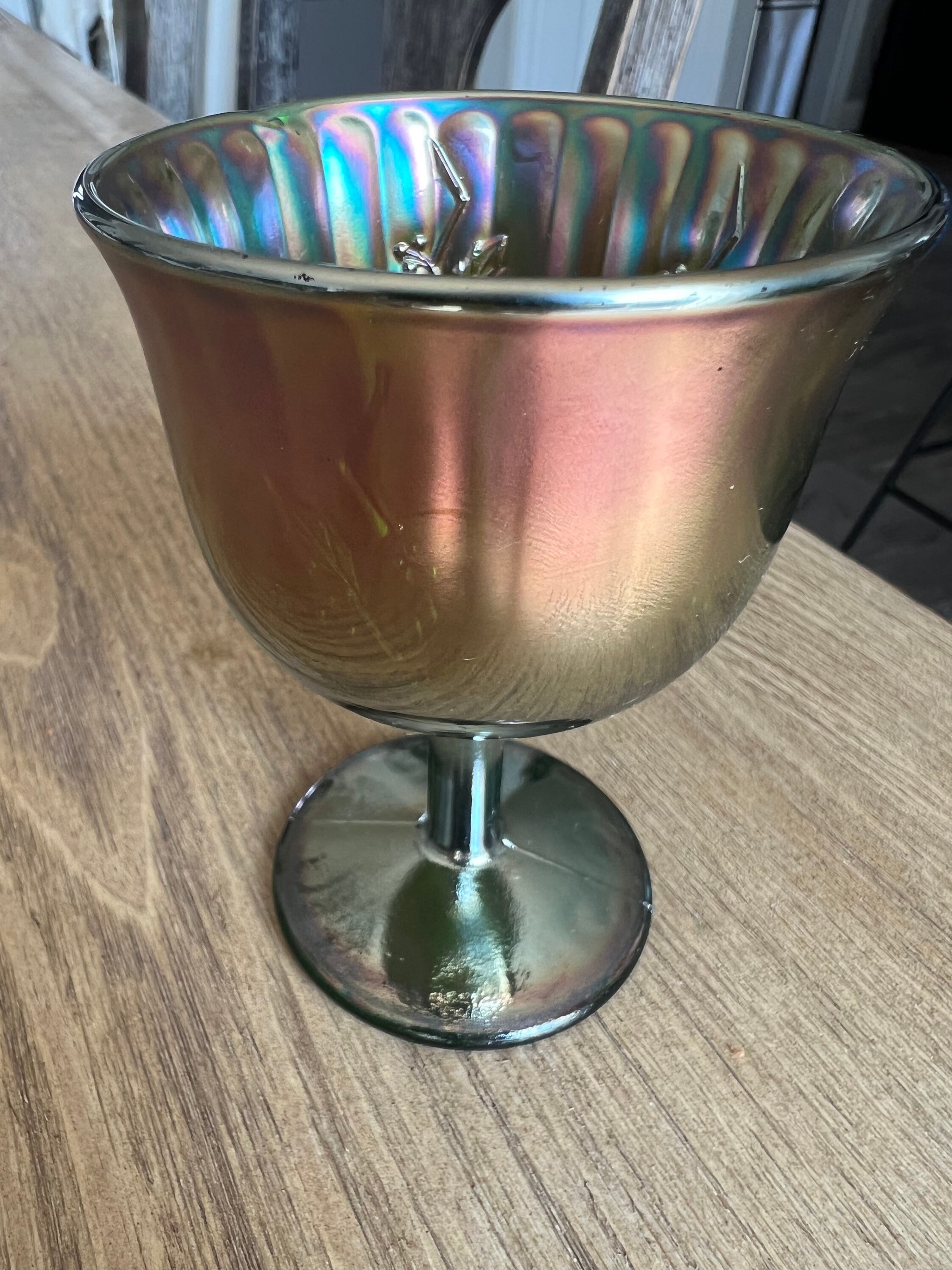 Antique Fenton Holly Goblet Shaped Green Carnival Glass Compote - Etsy