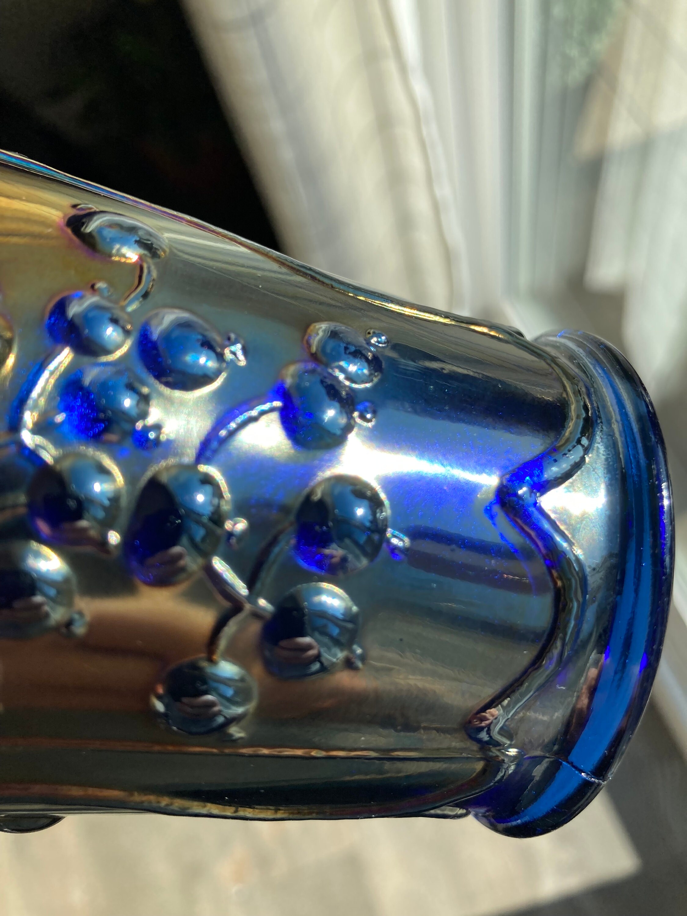 Antique Fenton Blueberry Pattern Blue Carnival Glass Tumbler- Circa ...