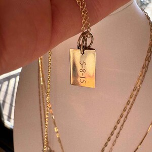 Engravable 14k Gold Tag Charm Necklace - Etsy