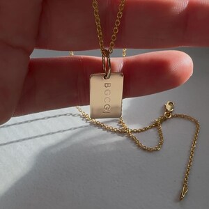 Engravable 14k Gold Tag Charm Necklace - Etsy