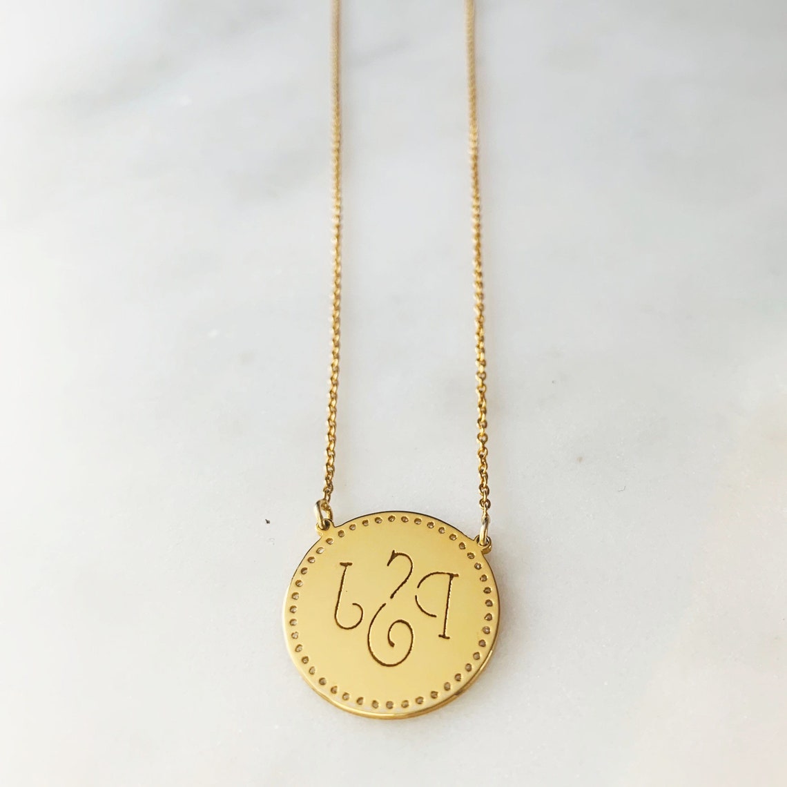 Diamond Medallion Monogram Necklace - Etsy