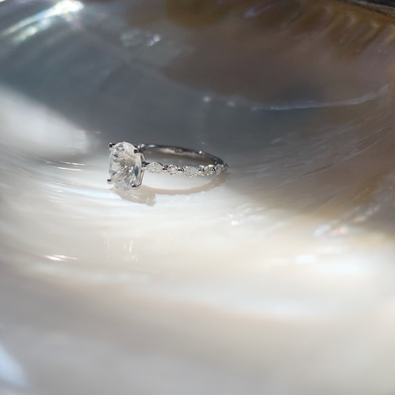 Oval Diamond With Floating Side Stones Custom Engagement Ring - Etsy