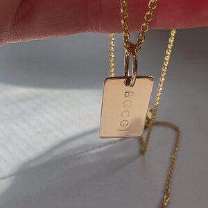 Engravable 14k Gold Tag Charm Necklace - Etsy