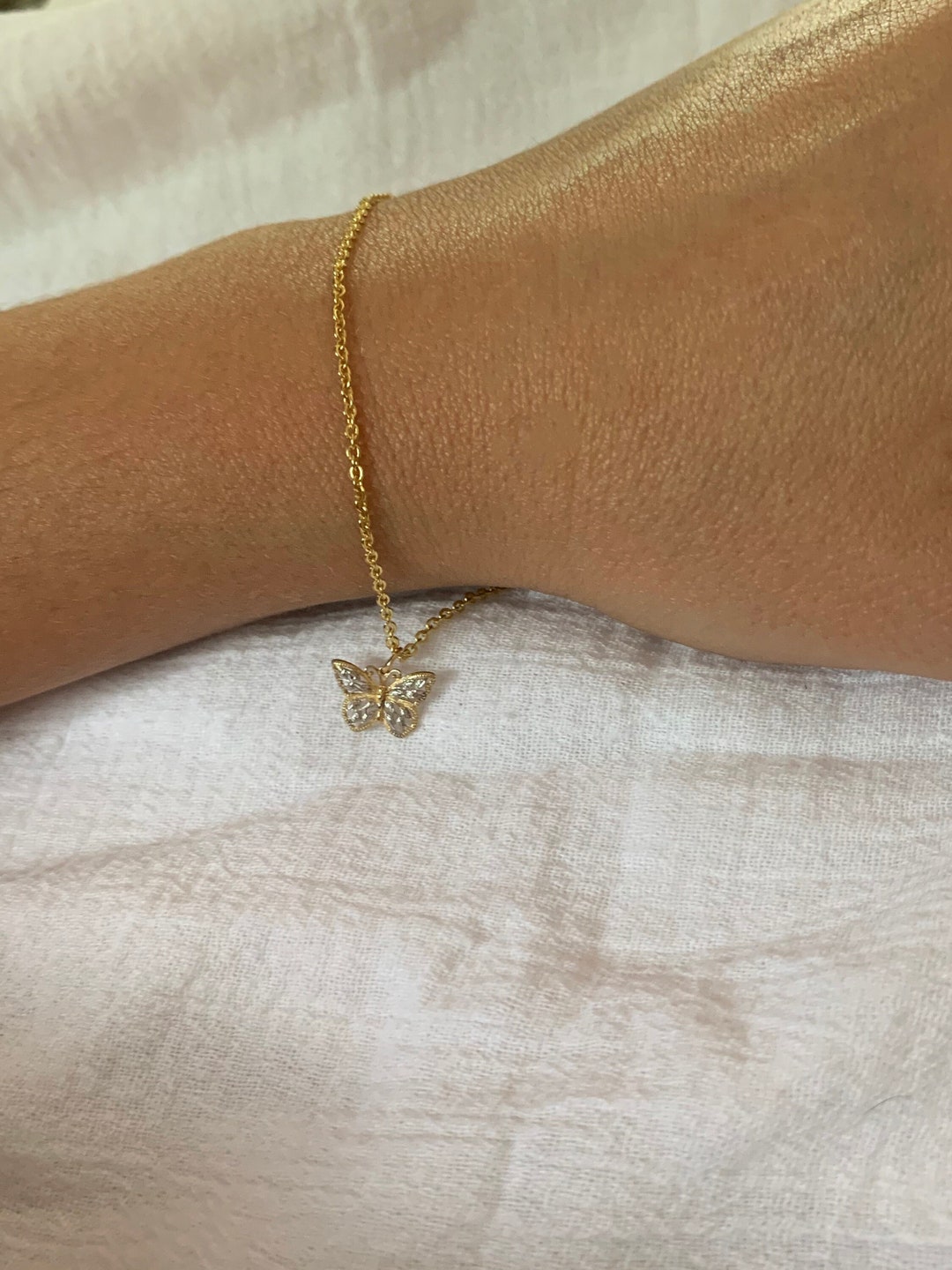 Mini Gold Butterfly Charm Bracelet - Etsy
