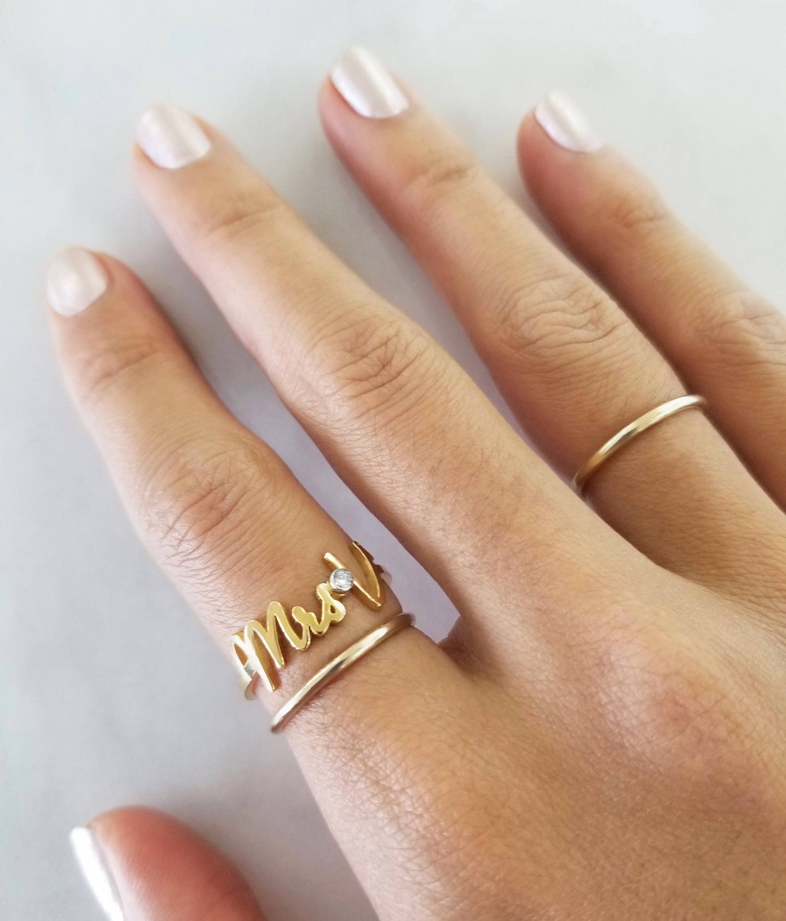 MRS Wedding Band/Name Ring | Etsy