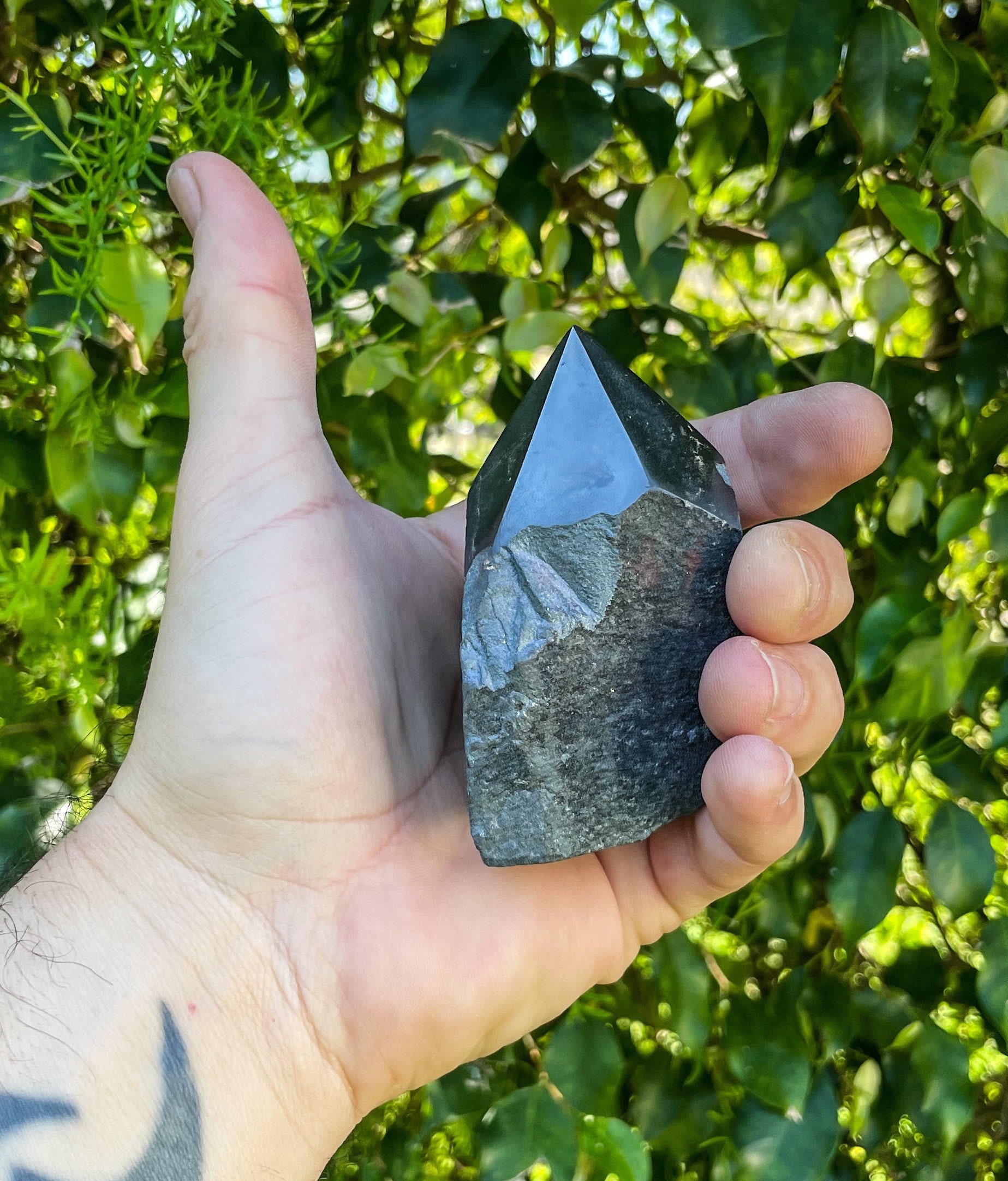 Positive Energy Rough Sides Hematite Polished 6 sided point Protective ...