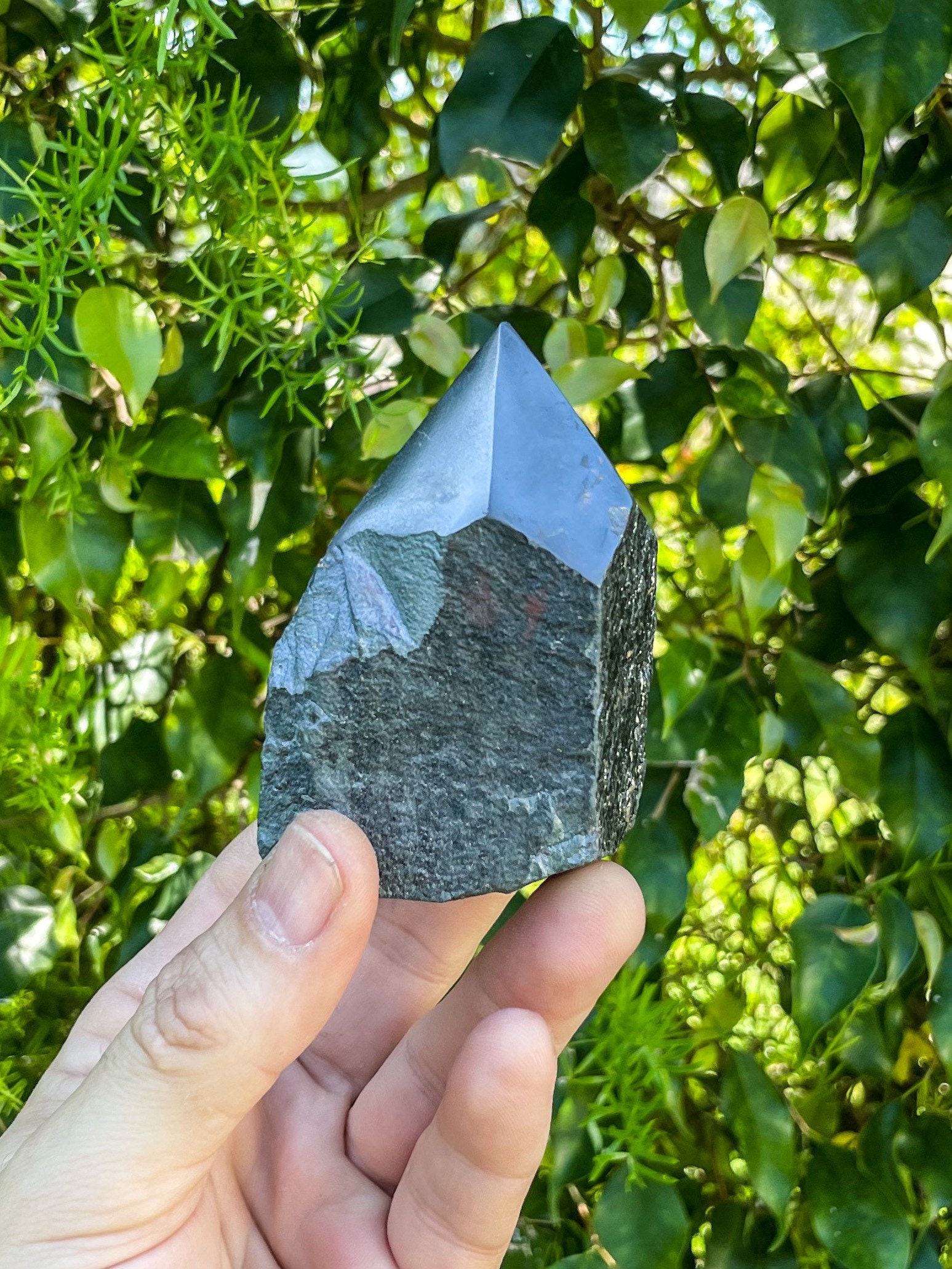 Positive Energy Rough Sides Hematite Polished 6 sided point Protective ...