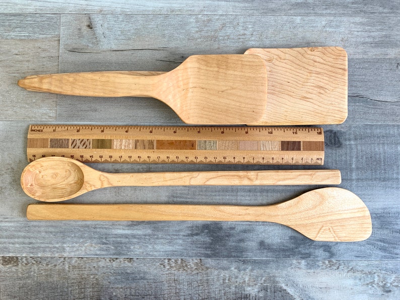 Wooden Kitchen Utensils Set Large Flipper Small Flipper - Etsy